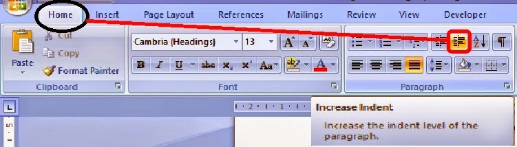Cara Mengatur Paragrap dengan Ikon Increase and Decrease Indent | Bloosoean