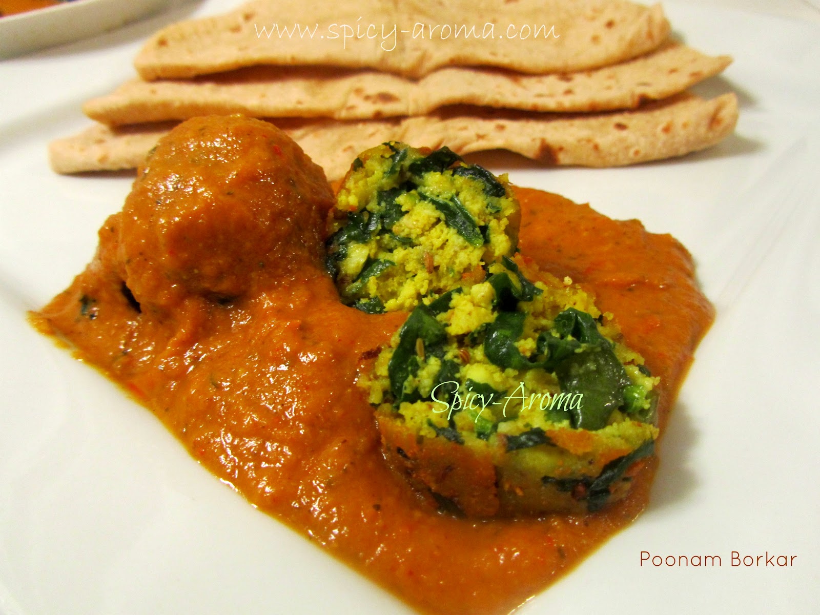 Palak Paneer Kofta Curry / Spinach and Cottage Cheese Kofta Curry ...