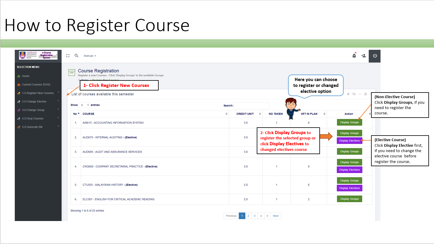 UNIVERSITI TEKNOLOGI MARA - STUDENT PORTAL: How to Register Course