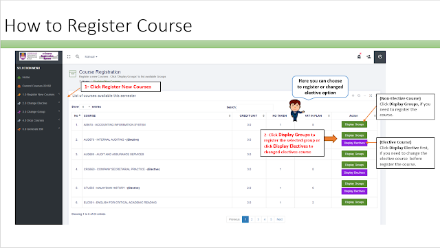 UNIVERSITI TEKNOLOGI MARA - STUDENT PORTAL: How to Register Course