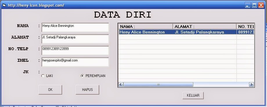 source code Aplikasi data diri