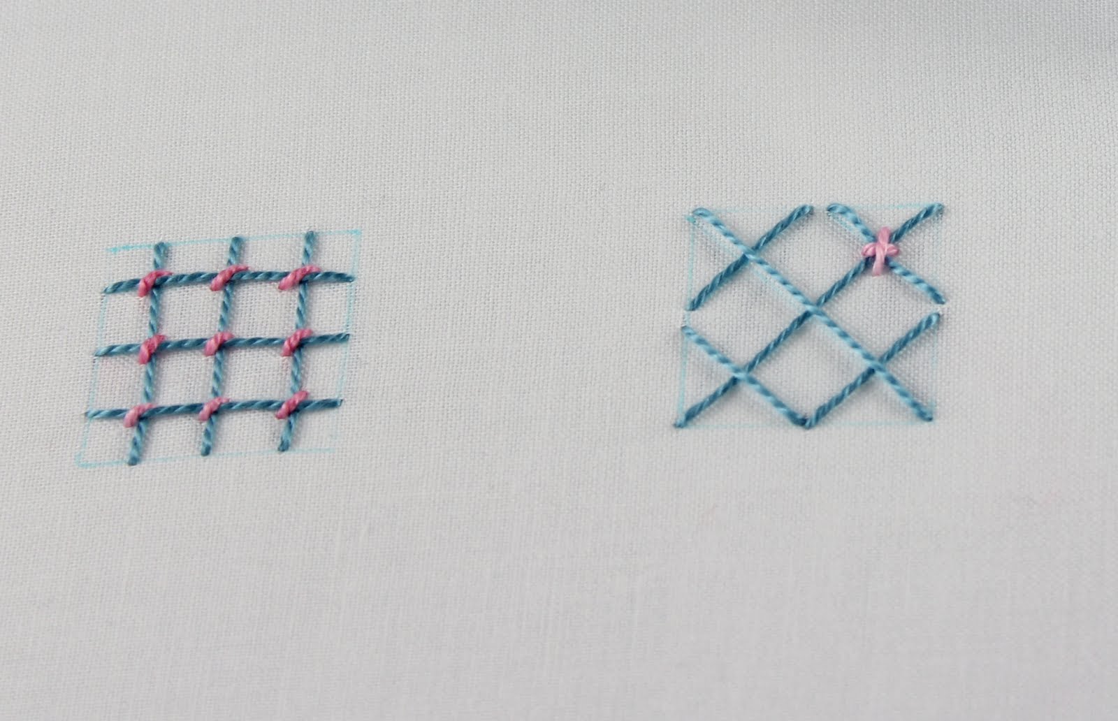 big B: 100 Stitches - Trellis or Jacobean couching stitch