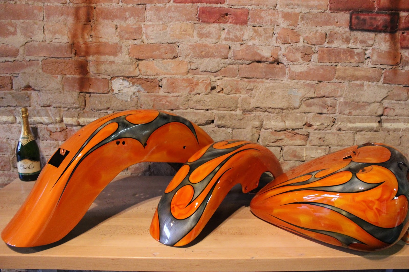 Online Motorcycle Paint Shop: Orange with silver tribal flames with ...