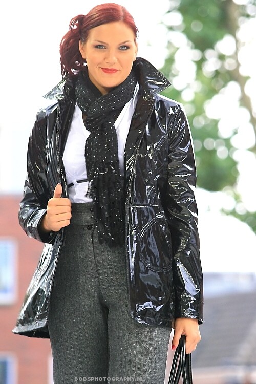 Street style: Black pvc coat