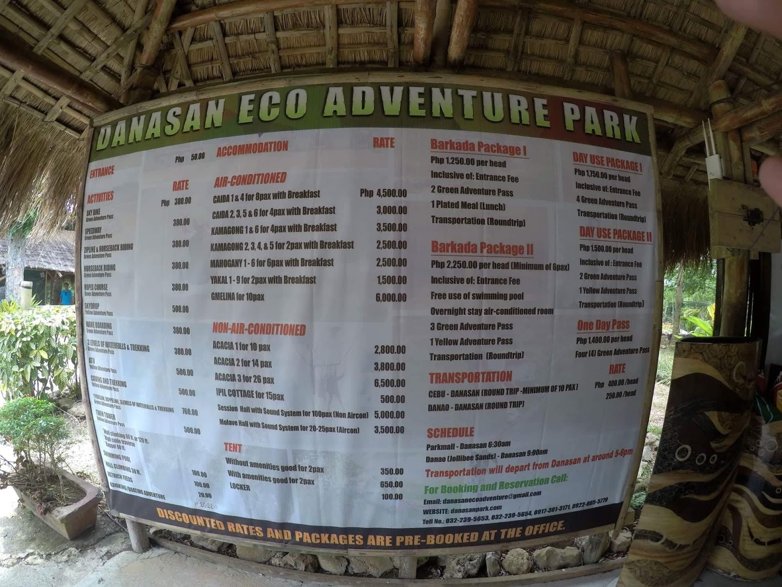 BLITHE: Danasan Eco Adventure Park Rates