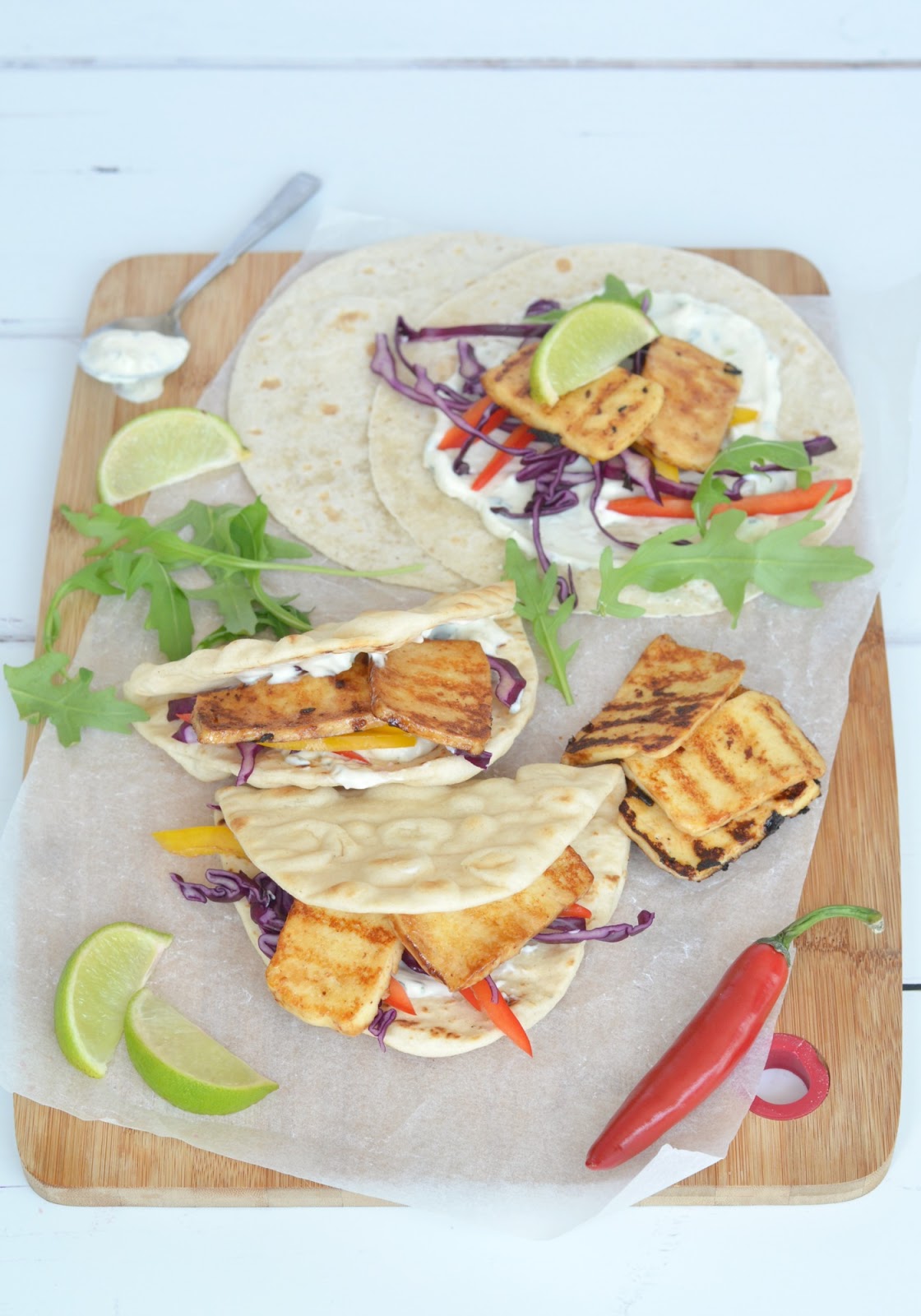 The Crazy Kitchen: Hot & Spicy Halloumi & Salad filled Flatbread