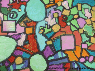 Rainbow Skies & Dragonflies: Collaborative Abstract Murals - 4th Grade