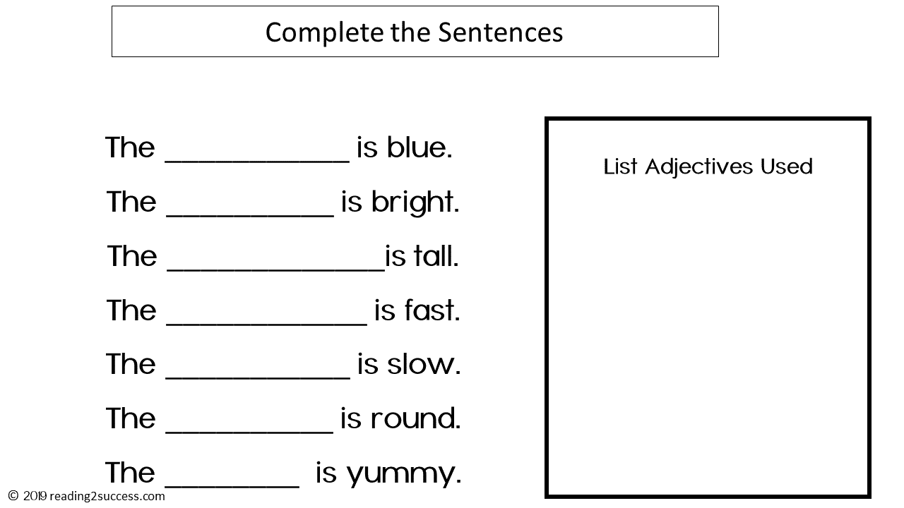 Reading2success: Fill in the correct nouns and adjectives
