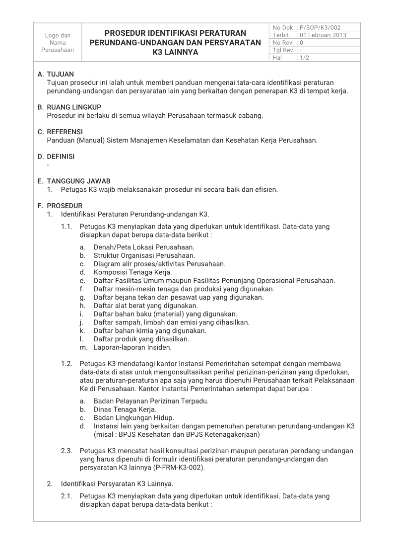 Download PDF : Prosedur Identifikasi Peraturan Perundang-undangan dan ... Download PDF : Prosedur Identifikasi Peraturan Perundang-undangan dan ...