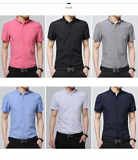 baju kemeja lelaki simple plain kasual pejabat Slim Fit Male Casual ...