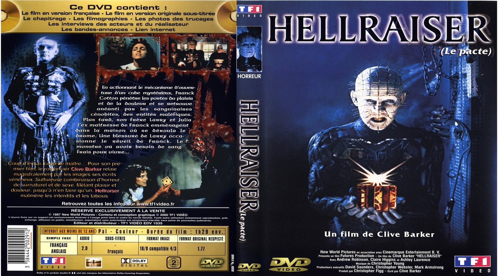 BLU-RAY JAQUETTES BLU-RAY: Hellraiser