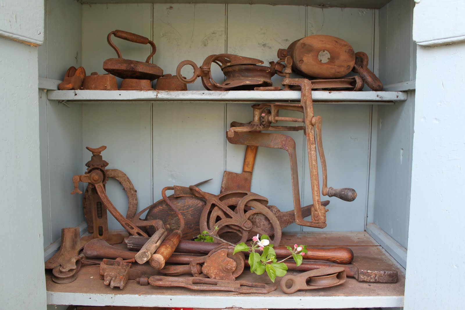 52 FLEA: Apple Blossoms and Rusty Farm Relics