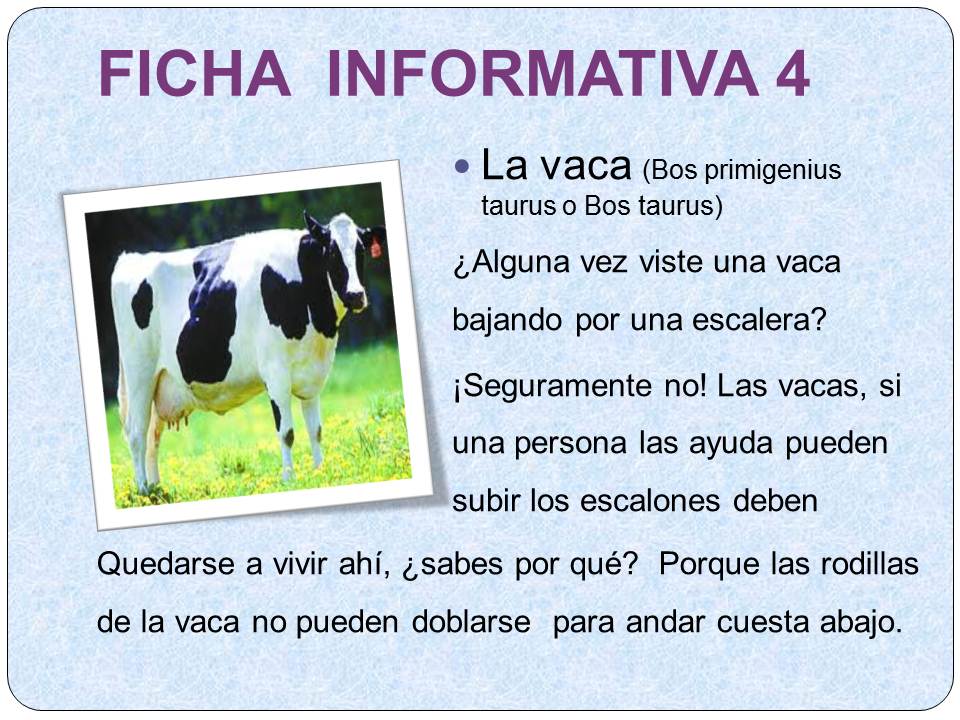 Leo, juego, aprendo y escribo: 4.1.- FICHA 4 LA VACA