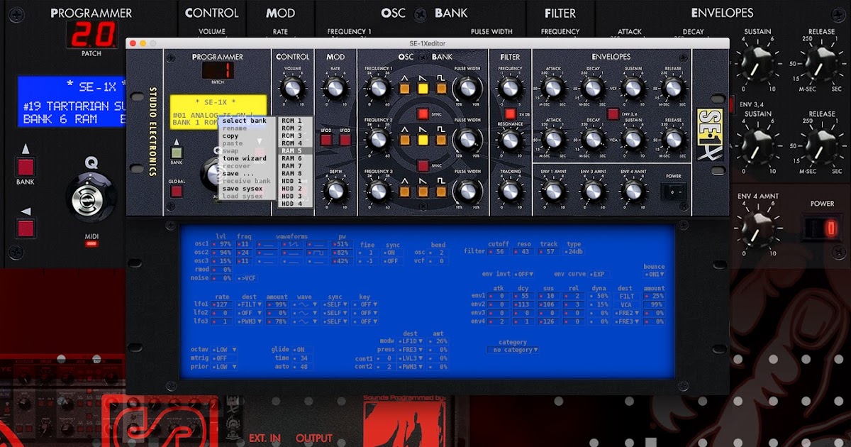 MATRIXSYNTH: Studio Electronics Introduces SE-1X Standalone Editor