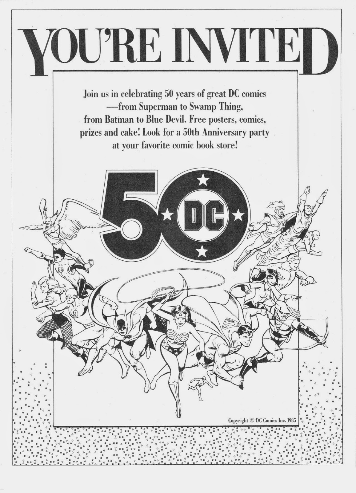 DC Comics of the 1980s: 1985 - DC Comics' 50th Anniversary Ad