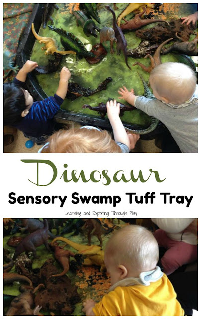 Learning and Exploring Through Play: Dinosaur Sensory Swamp Tuff Tray