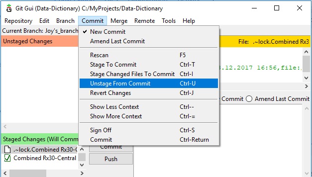 Java Solutions: Git Gui: Move a file from the Staged Changes area back to the Unstaged Changes list