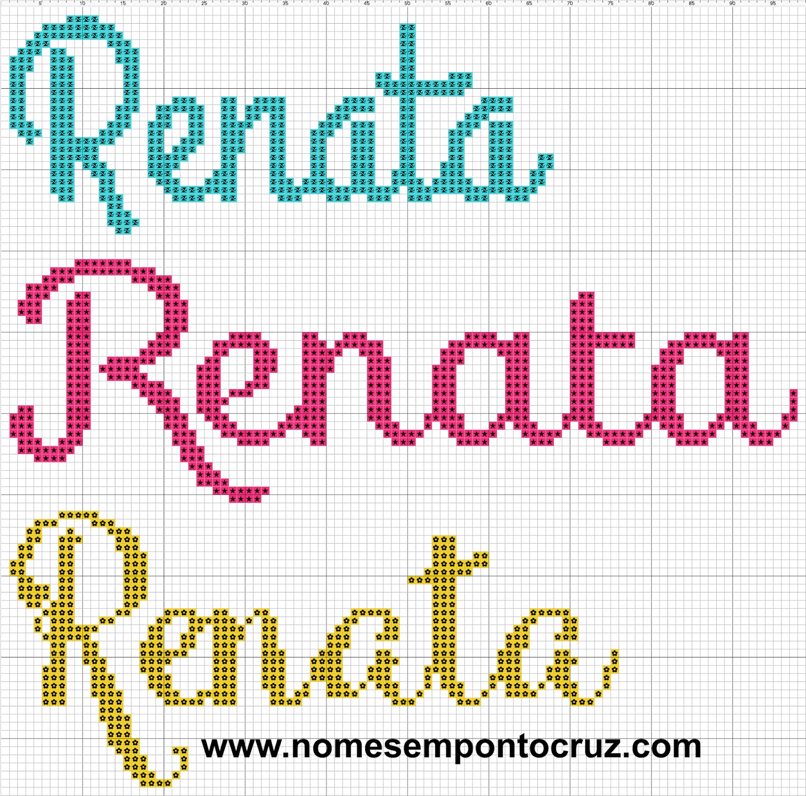 Gráficos de Nomes em Ponto Cruz: Nome Renata em Ponto Cruz