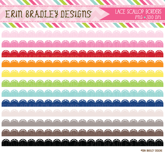 Erin Bradley Designs: New! Lace Scalloped Circles & Borders Clipart