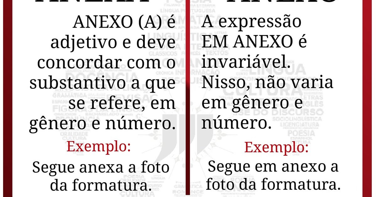Uso simples da palavra ANEXO (A) e da expressão EM ANEXO | Prof Julimar ...