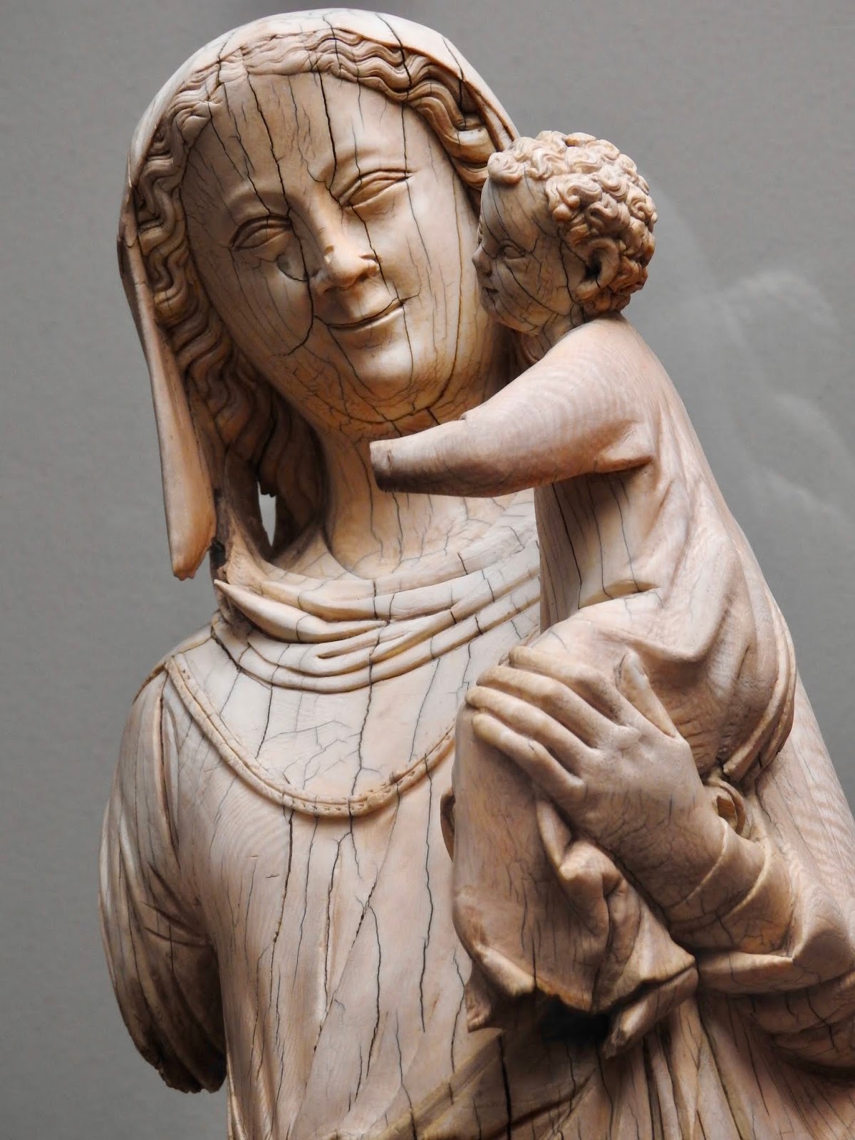 Gothic Virgin and Child statues at the Cluny Museum, Paris