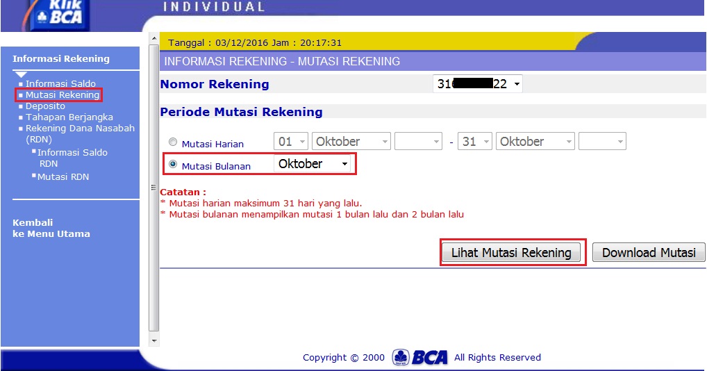 CARA CEK MUTASI REKENING HARIAN DAN BULANAN DI KLIKBCA - BelajardanEdukasi