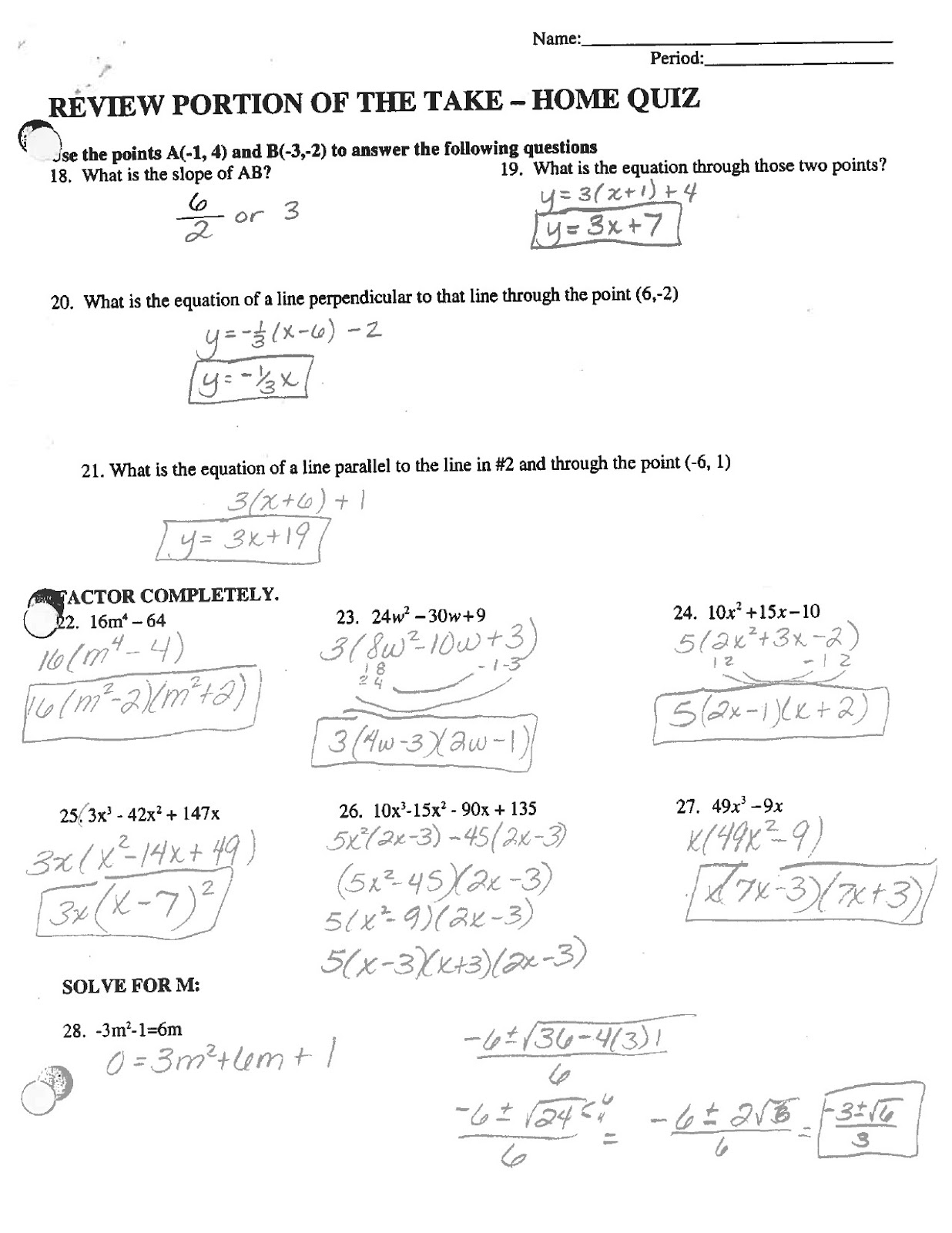 Math Classes Spring 2012: Intermediate Algebra - Chapter 11 Pre-Test