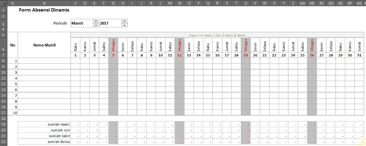Form Absensi Dinamis - ExcelPix