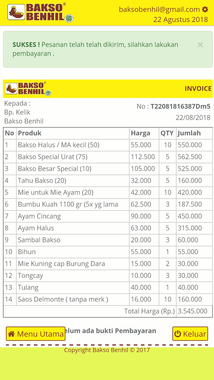 Web Order Bakso Benhil: Cara Order Mitra Bakso Benhil