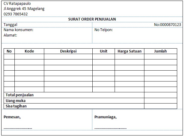Contoh Surat Pesanan Pembelian - Delinewstv