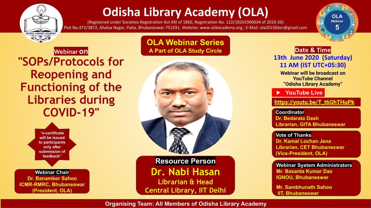 DrLibSc - Desk of Research in Library Science: OLA webinar-5 on "SOPs ...