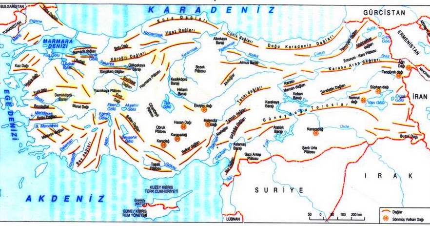 Turkey Mountains Map