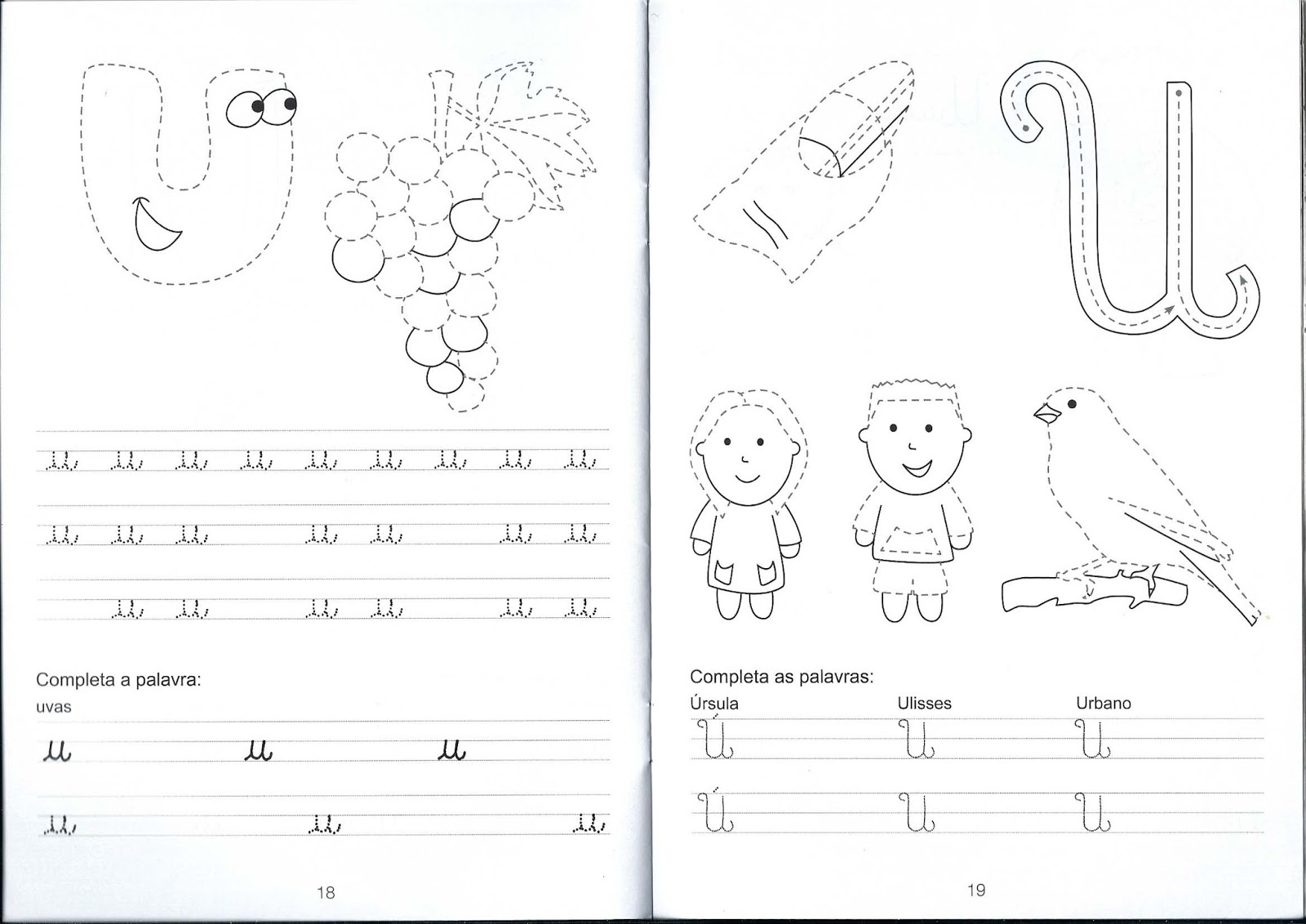 Aprende Brincando: Caligrafia - Letra U Manuscrita E33