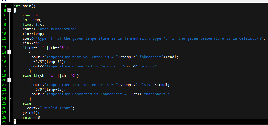 Program to convert temperature 'Celsius to Fahrenheit and from ...