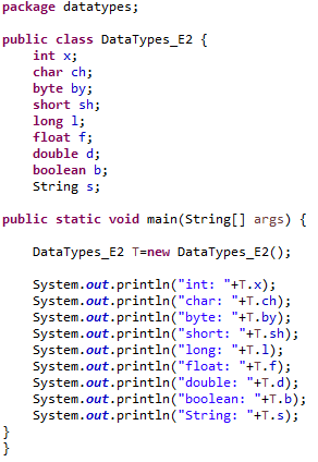 Java Programming Examples - Data Types