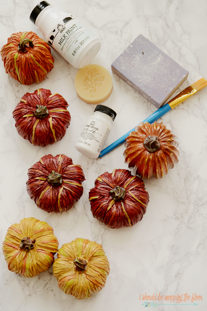 Painted Dollar Store Pumpkins | i should be mopping the floor