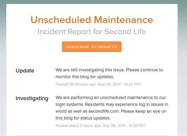 Second Life Newser: Unscheduled Maintenance Keeps Residents Offline ...