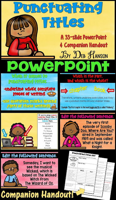 Punctuating Titles: An Anchor Chart and a FREEBIE | Crafting Connections