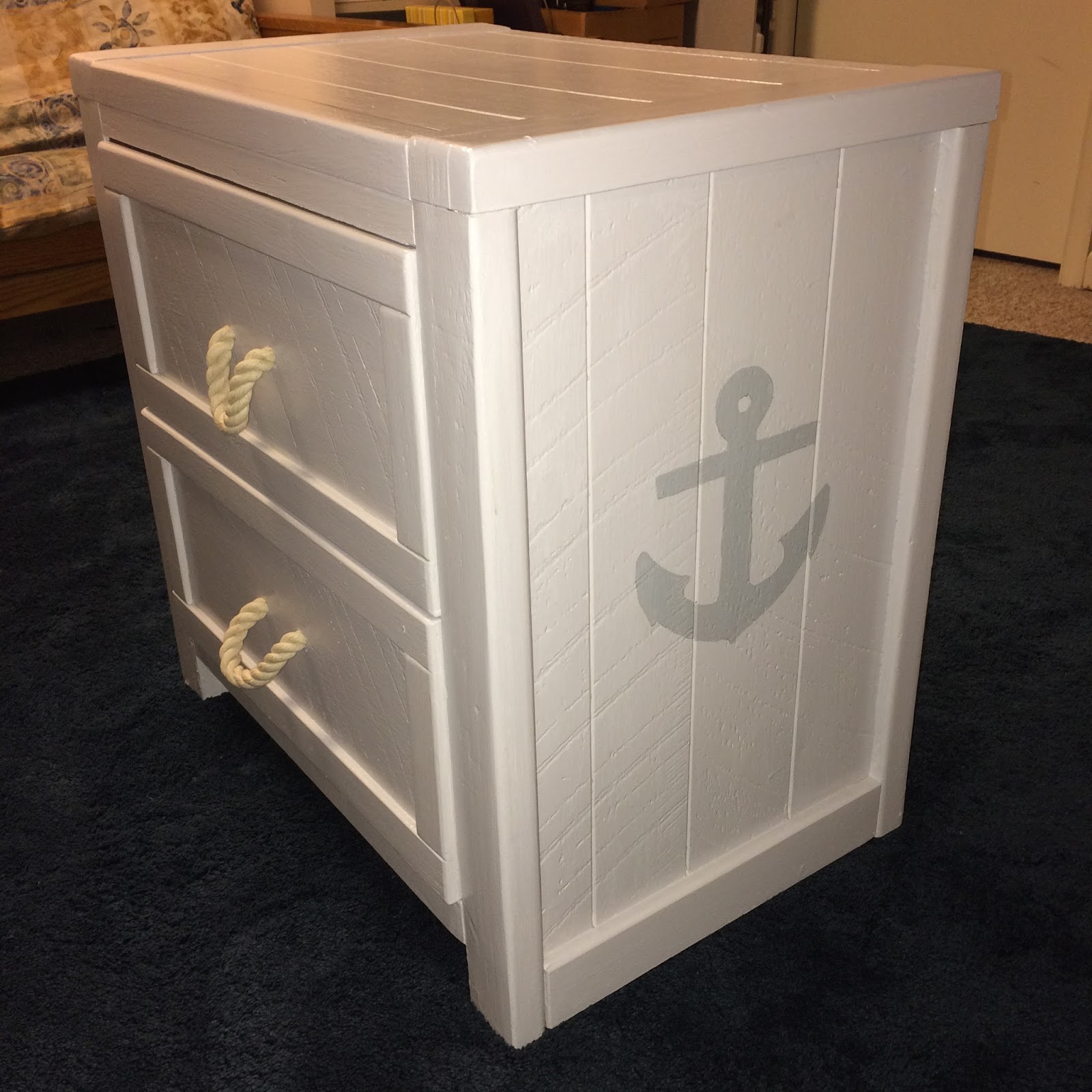 SECOND CHANCES: Nautical Night Table (anchor motif)