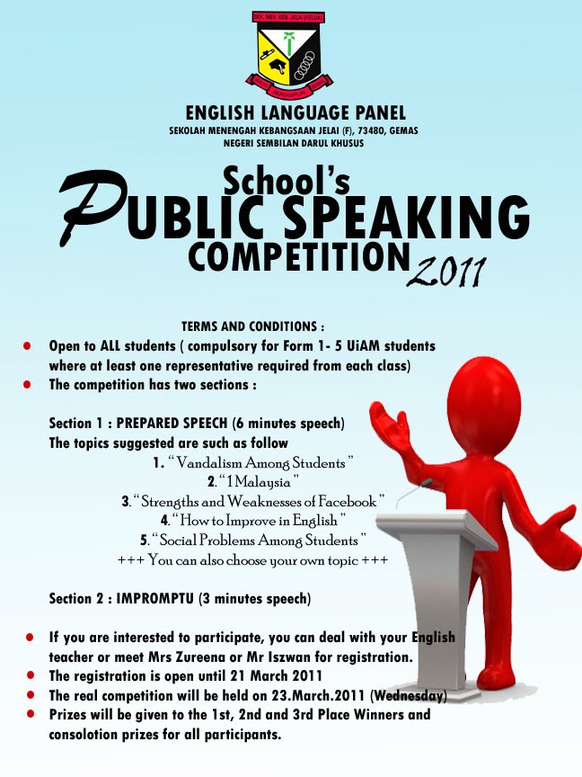 ++ENGLISH CORNER++: school's public speaking competition