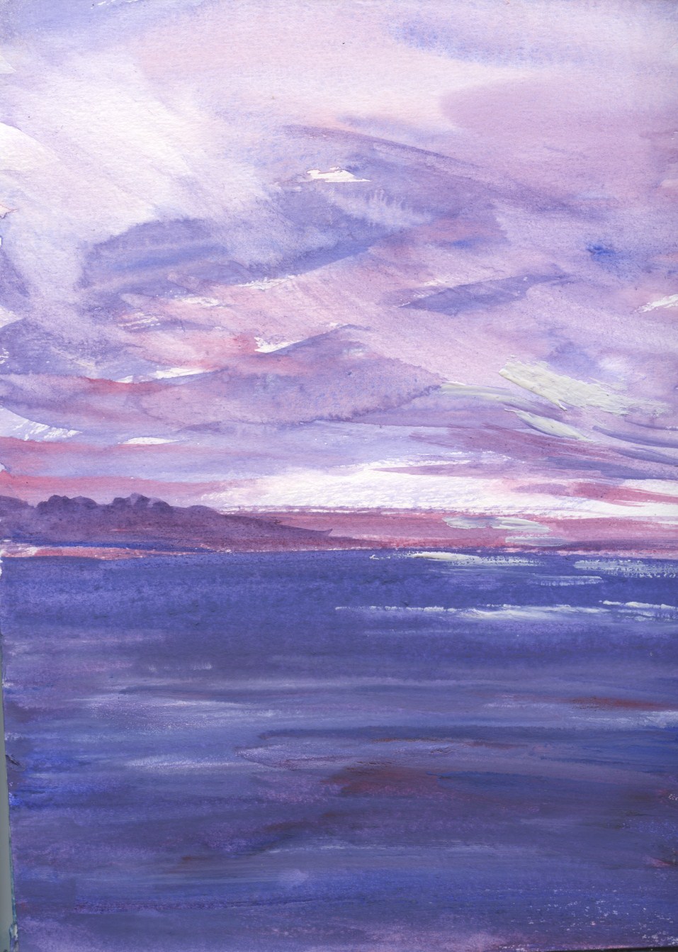 BETWEEN WATERS: Late Winter Liminal, Lake Champlain ( watercolor painting)