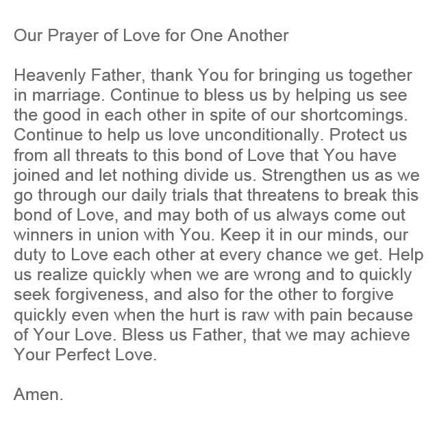 Welcome: Our Prayer of Love for One Another