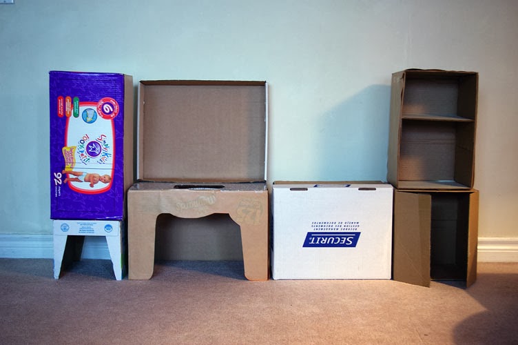 Snap + Tumble: cardboard play kitchen for Marcus