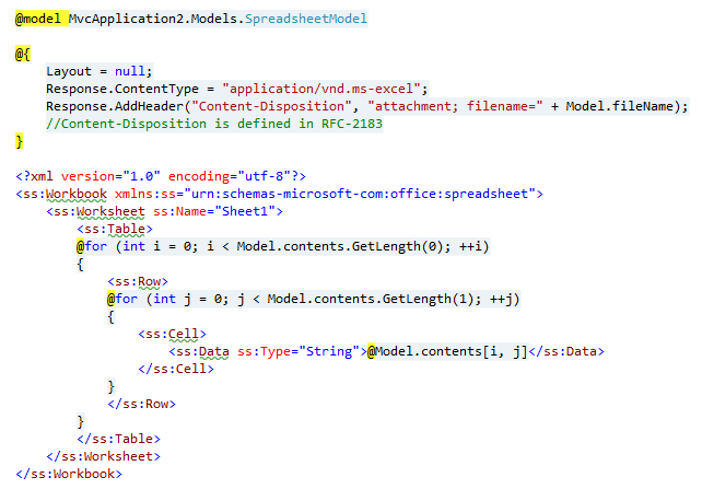 Kunagorn Sirikupt: MVC Export Excel with XML Spreadsheet (XMLSS)