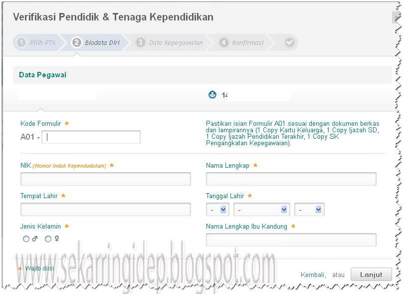 cara Verval Level 1 Entri formulir A01 padamu negeri | SEKARRINGIDEP