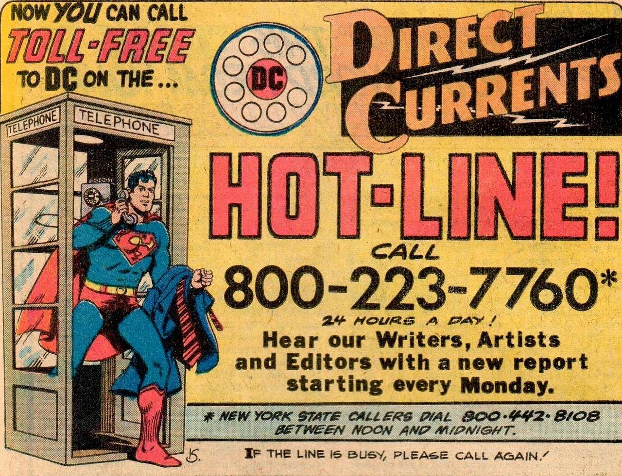 Pop Culture Safari!: Vintage ad: DC Direct Currents Hot-Line!