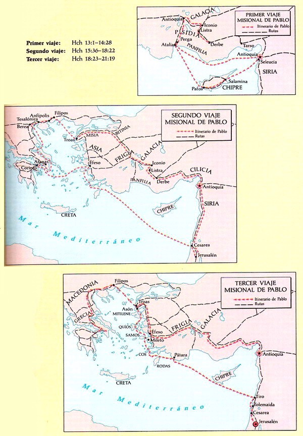 Más BIBLIA: Viajes del Apóstol Pablo - (Mapas)