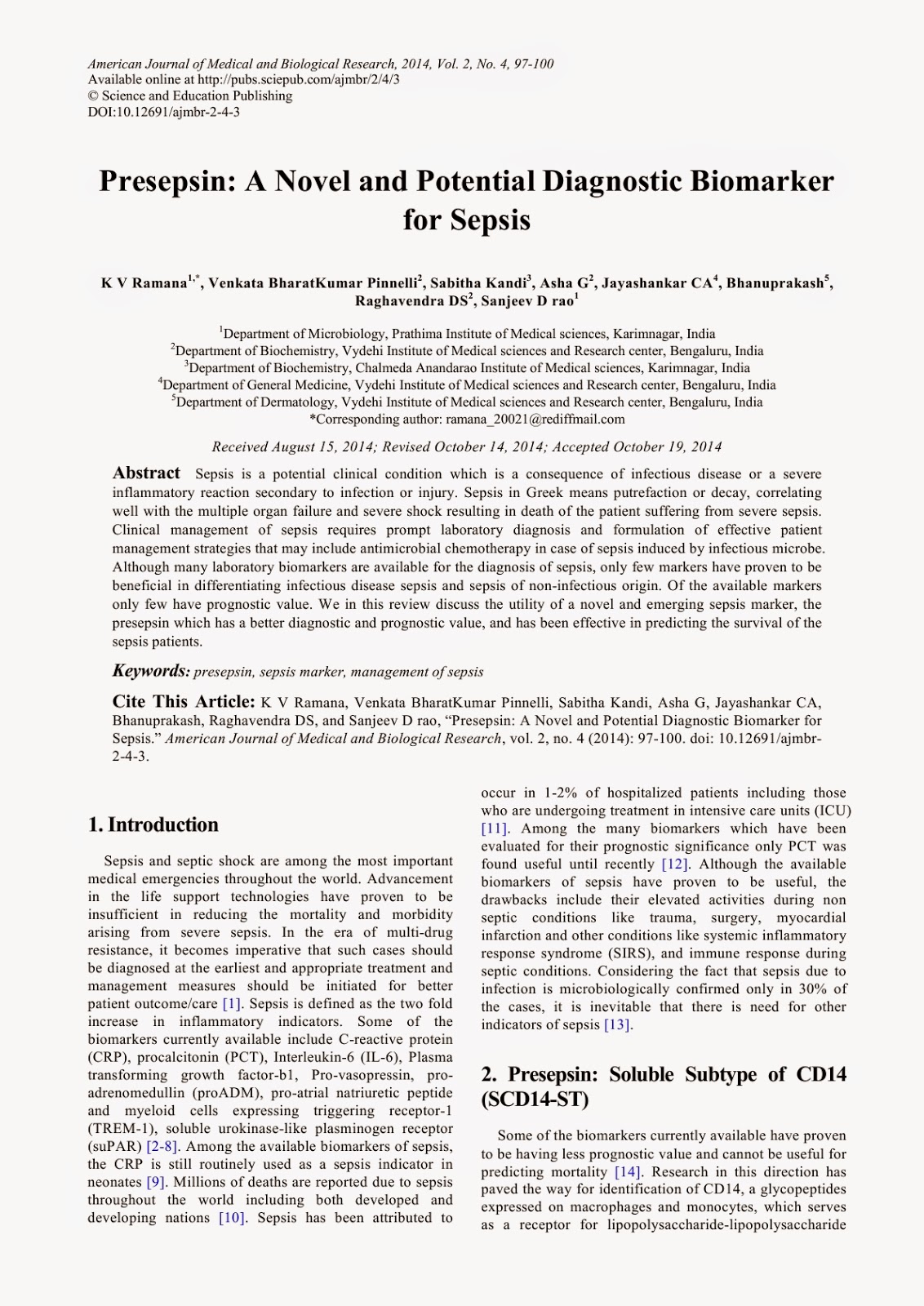 Laboratorio deTerapia Intensiva: Presepsin: A Novel and Potential ...