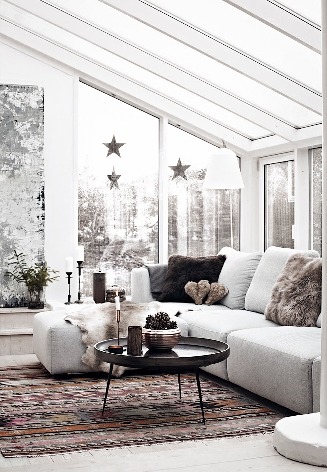 A Danish house decorated in naturally Nordic holiday style.