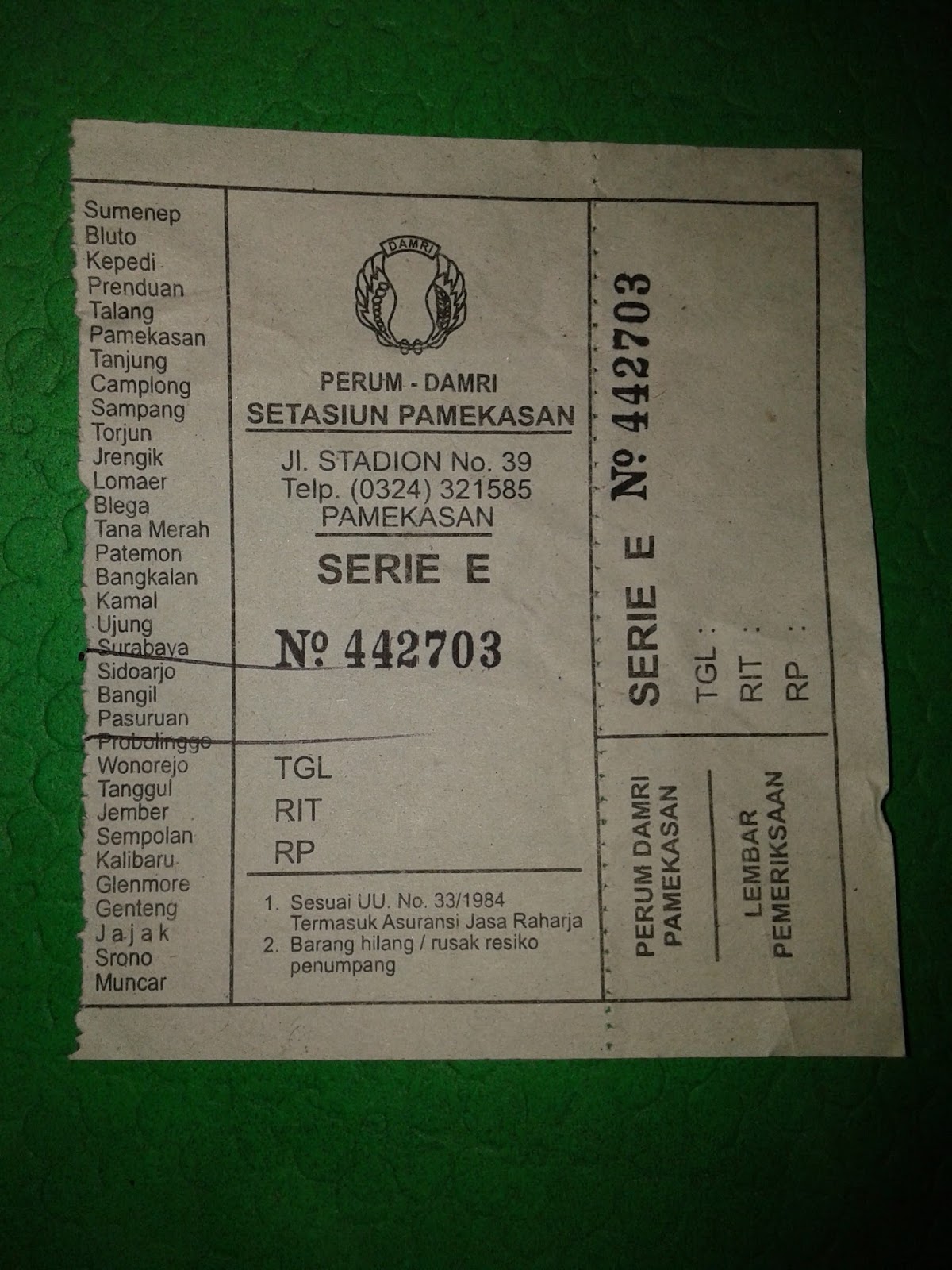 Caper Touring "One Stop Journey": Koleksi Karcis Bus